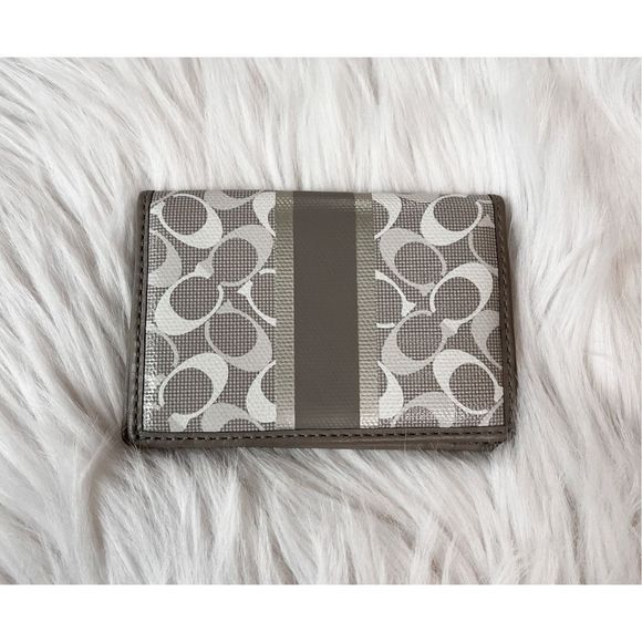 Coach | Bags | Coach Small Wallet Card And Id Gray And White | Poshmark